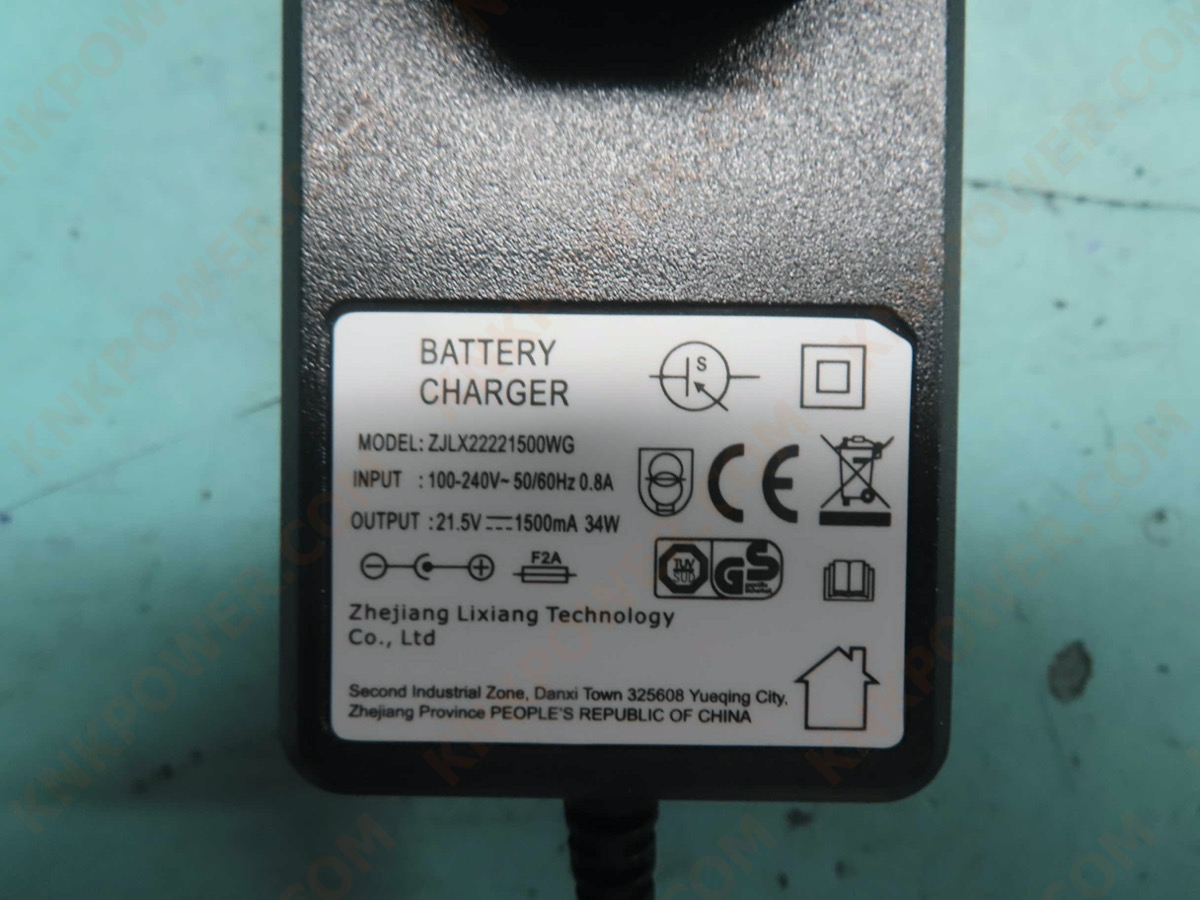 CHARGER NPUT: AC 110V-240V 50 60HZ OUTPUT: DC 16.8V 1.5A Certification – KNKPOWER