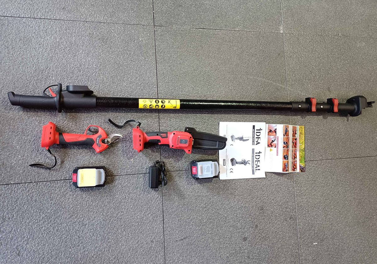 LITHIUM BATTERY SCISSORS+CHAINSAW+EXTENSION POLE SET with BATTERY 1PC ...