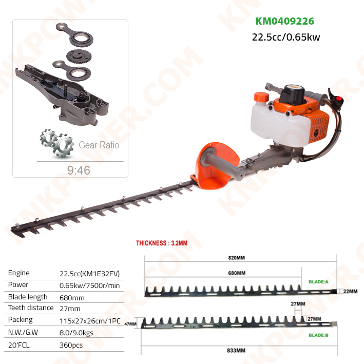 KM0409226 22.5CC HEDGE TRIMMER Engine:22.5cc（KM1E32FV) Power:0.65kw 75 ...